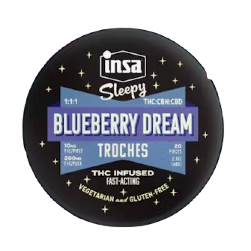 Sleepy Blueberry Dream 1:1:1 THC:CBN:CBD RSO Troches by INSA | Sunnyside